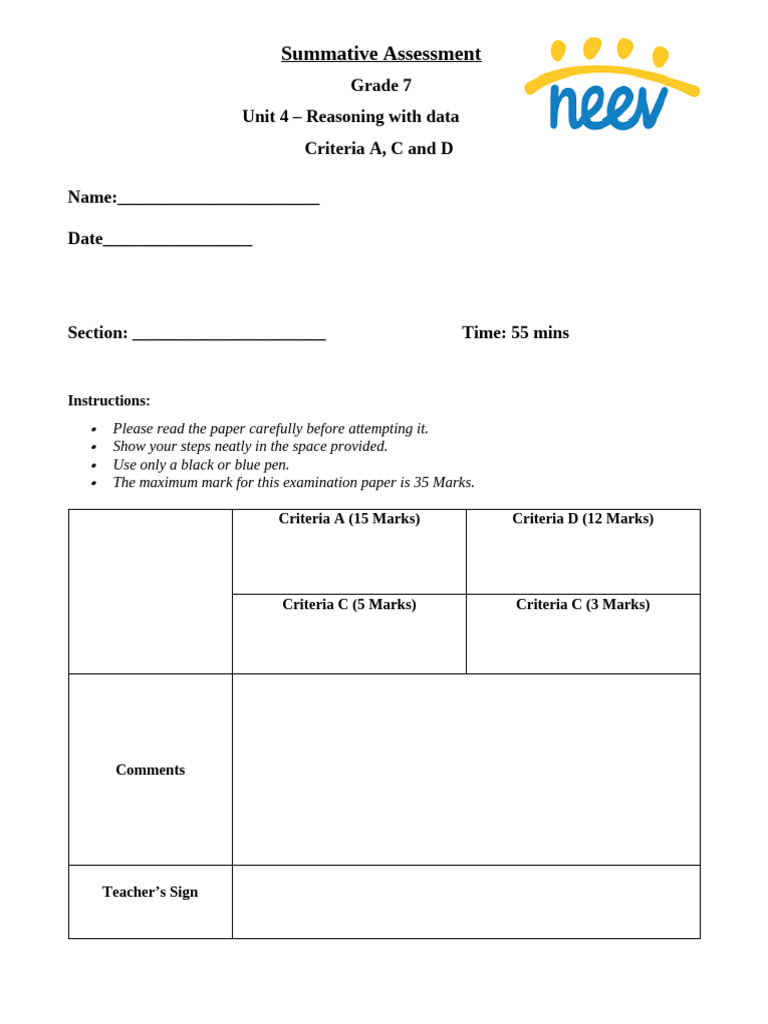 Summative Assessment - Term-2 - Gr7 | PDF