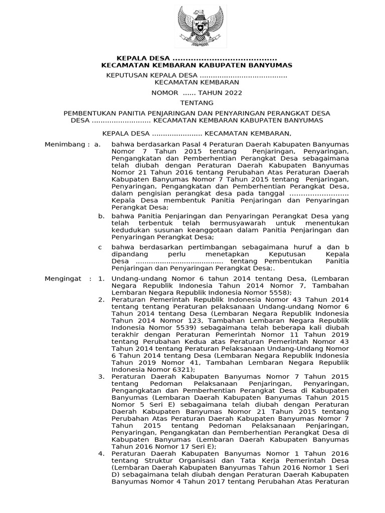 Contoh SK Panitia P3D | PDF