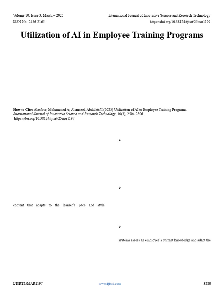 Utilization of AI in Employee Training Programs | PDF | Artificial ...