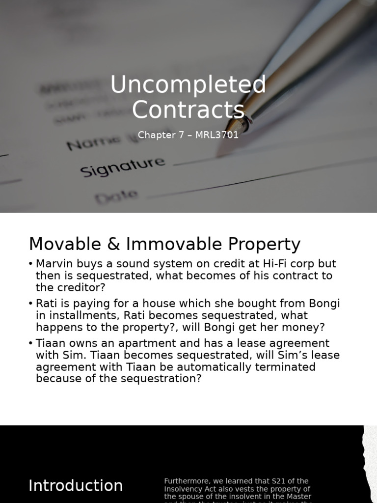 Uncompleted Contracts Chapter 7 | PDF | Lease | Employment