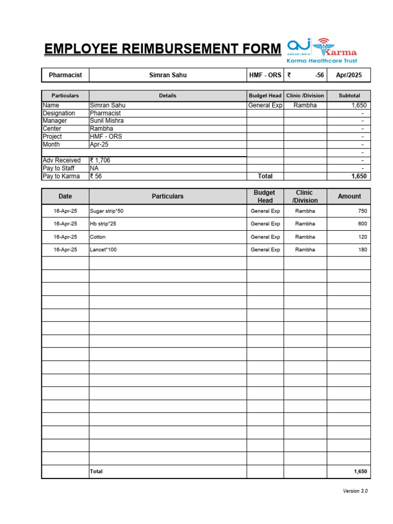 Employee Reimbursement for Pharmacist | PDF