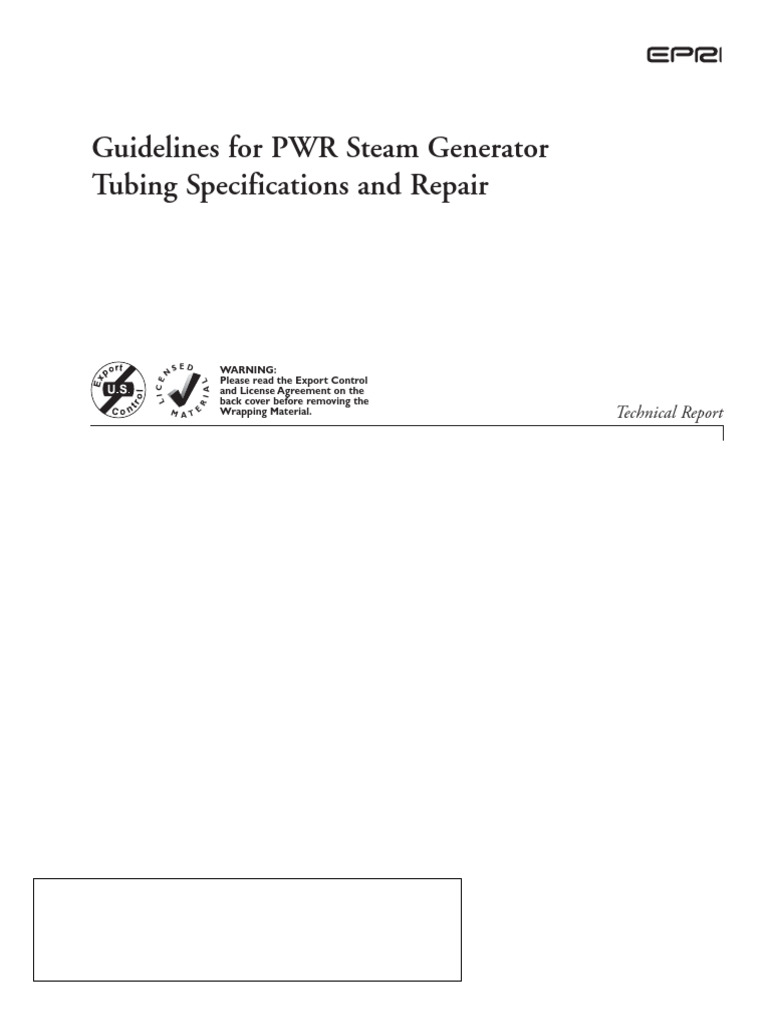 Guidelines For PWR Steam Generator Tubing Specifications and Repair ...