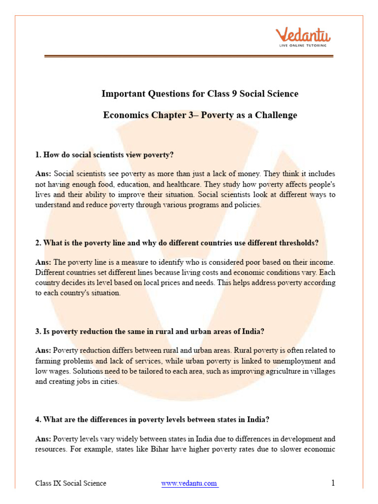 Class 9 Social Science: Poverty Insights | PDF | Cost Of Living | Poverty