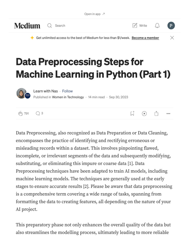 Data Preprocessing Steps for Machine Learning in Python (Part 1) _ by Learn with Nas _ Wom | PDF ...