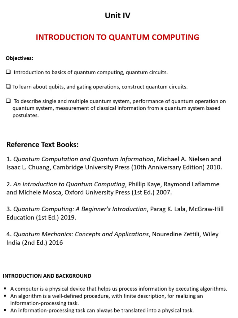 Phy1071 - Phy1072 - Unit Iv - 2024-2 | PDF | Quantum Computing | Eigenvalues And Eigenvectors