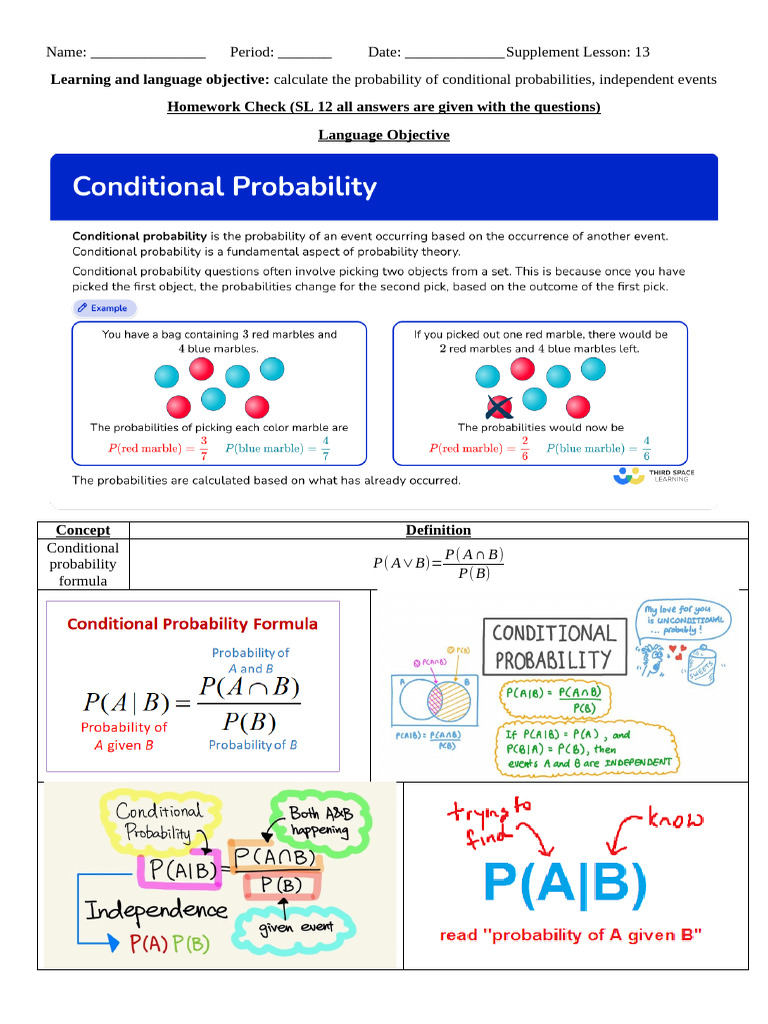 Conditional Probability Calculations Guide | PDF
