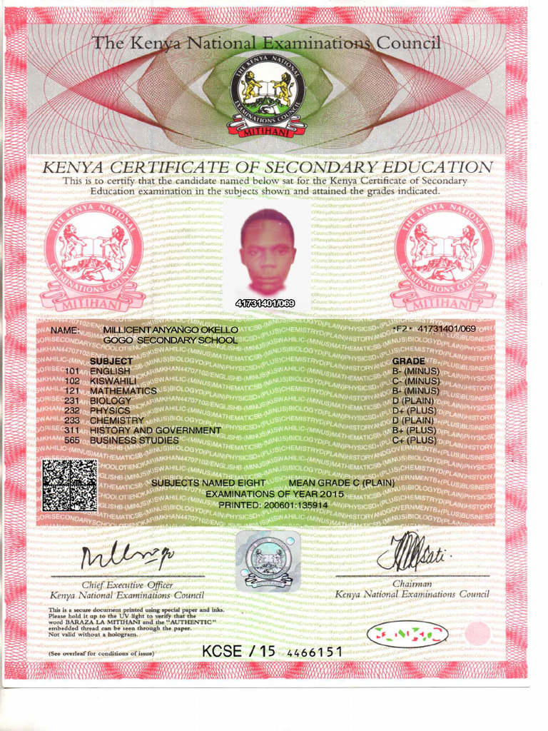Kcse Certificate Millicent | PDF