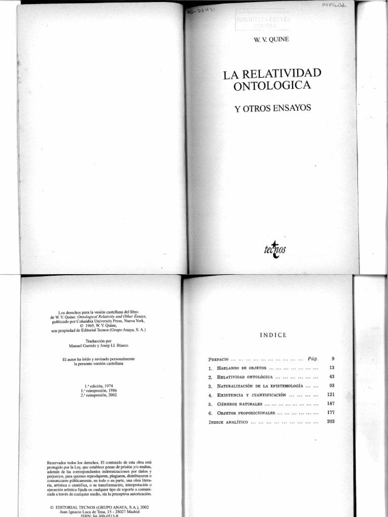 La Relatividad Ontológica y Otros Ensayos (Filosofía - Willard Van ...