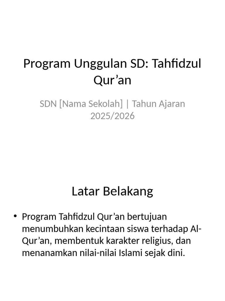 Presentasi Program Tahfidz SD | PDF