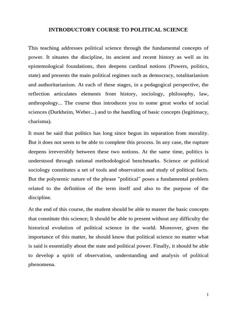 Introductory Course To Political Science | PDF | Sociology | Plato