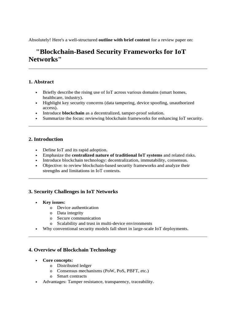 "Blockchain-Based Security Frameworks For Iot Networks": 1. Abstract ...