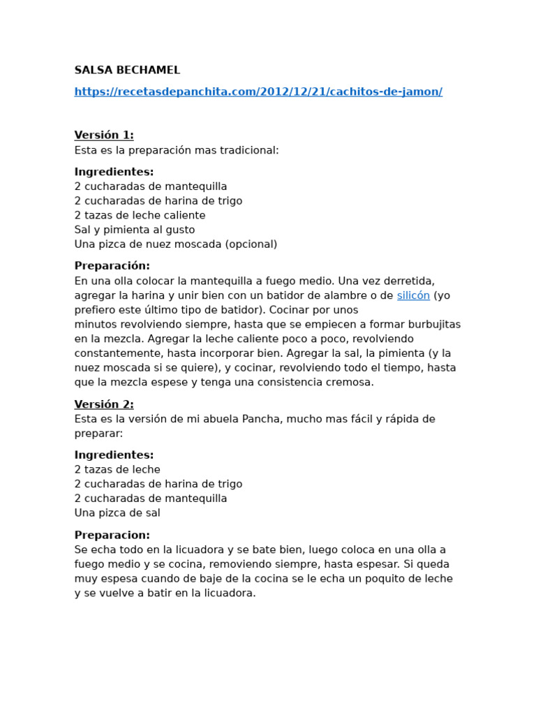 Receta fácil de Salsa Bechamel | PDF