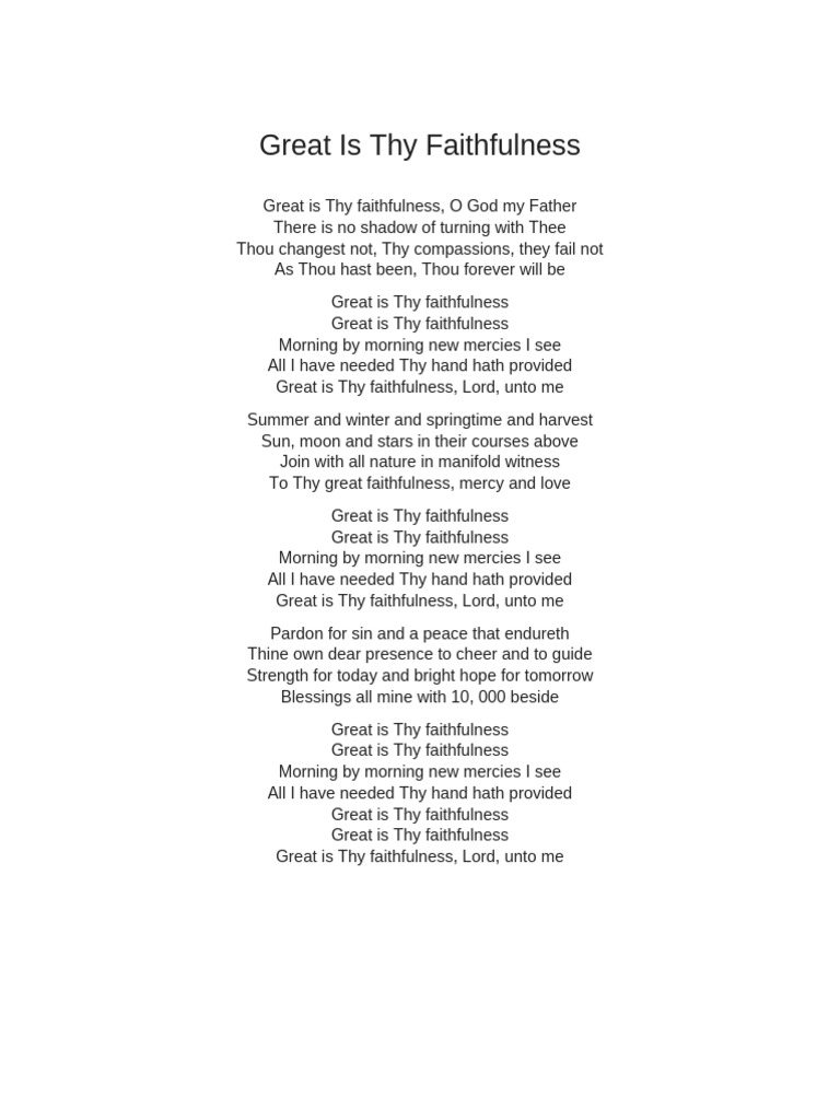 Great Is Thy Faithfulness lyrivcs | PDF