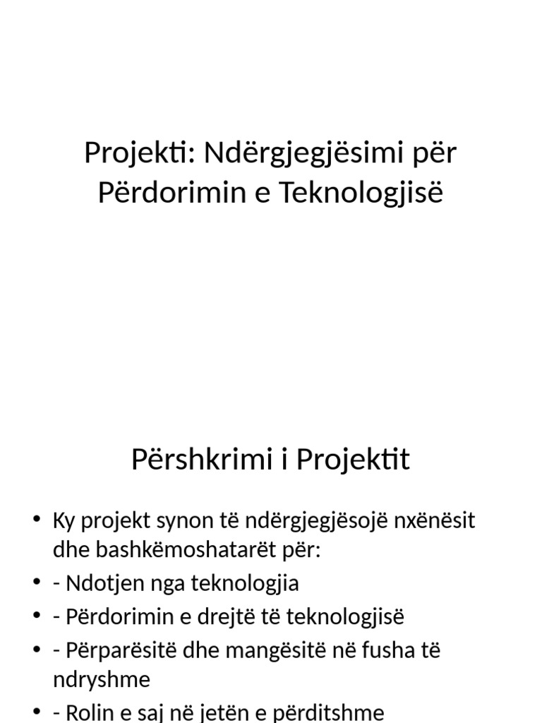 Projekti Perdorimi I Teknologjise | PDF