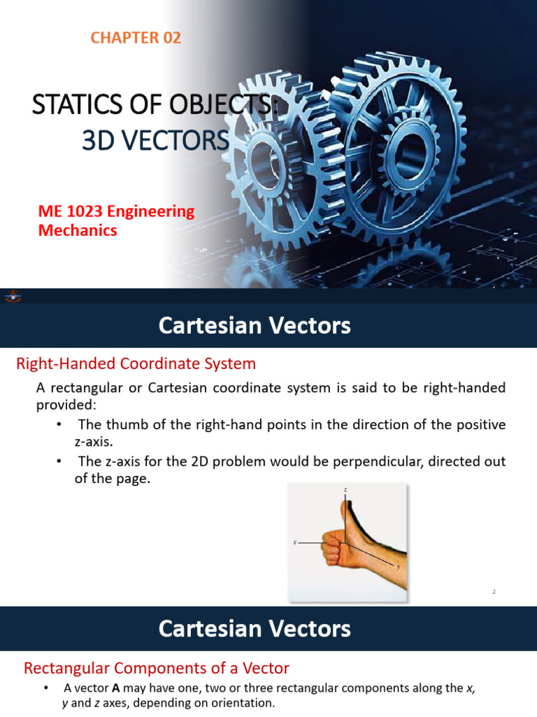 03) Statics of Objects-3D Vectors | PDF | Cartesian Coordinate System ...