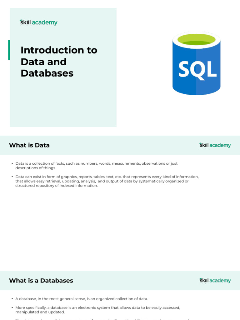 Introduction To Data and Databases | PDF