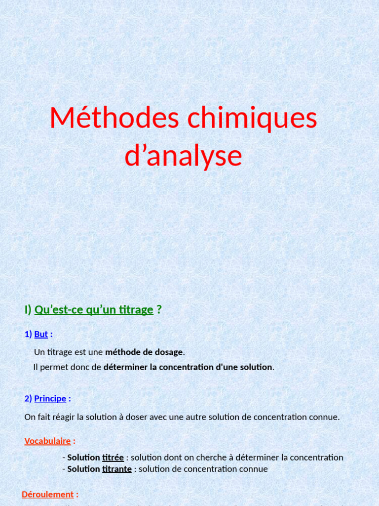 Méthodes de titrage en chimie | PDF | Titrage | Chimie