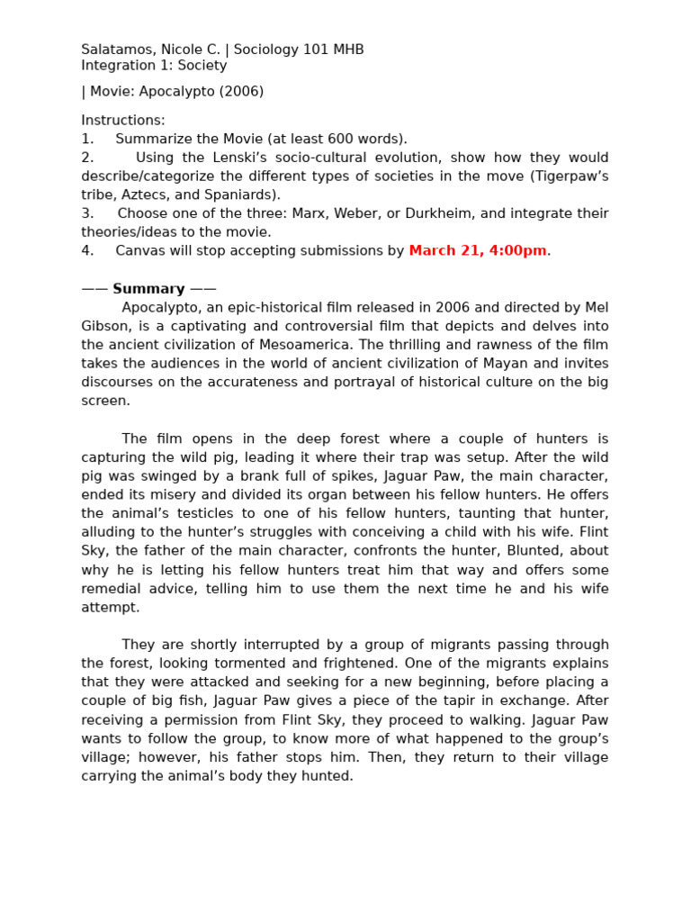 Sociological Analysis of The Film of Apocalypto' Through The Lens of ...
