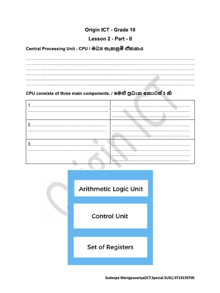 Origin ICT Grade 10 Lesson 2 Tute 2 With Blanks | PDF
