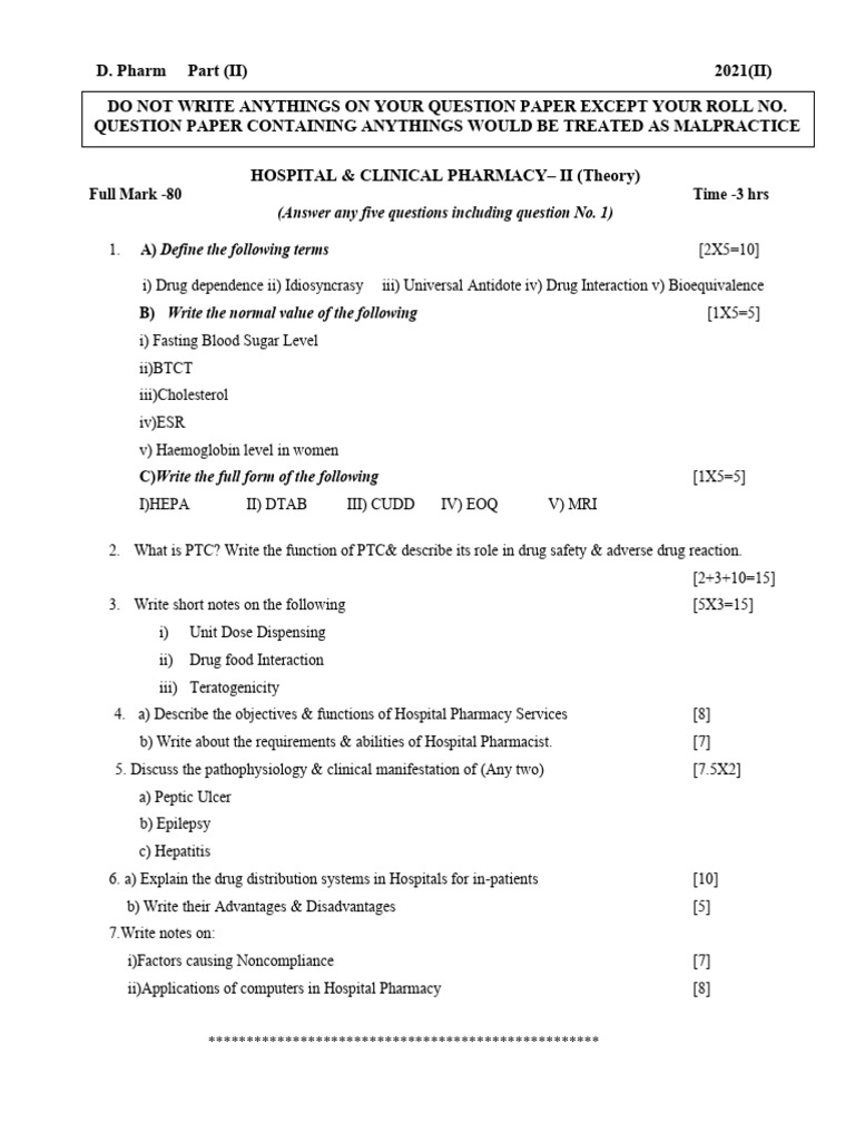 2nd Year Annua & Supplemenray Exam-2022 | PDF | Pharmacology | Emulsion