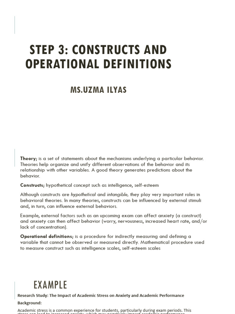 CH 3.1 Constructs and Operational Definition - W4 | PDF | Validity (Statistics) | Stress (Biology)