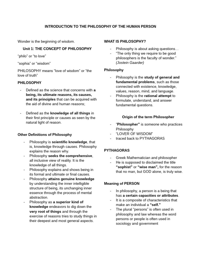 Introduction To The Philosophy of The Human Person | PDF | Reason ...