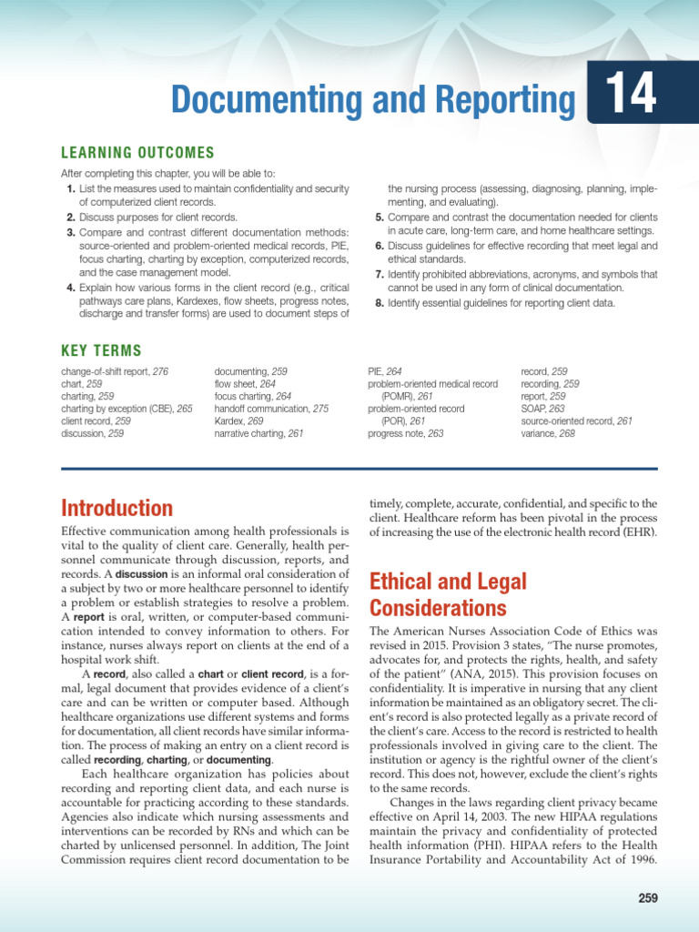 Documenting and Reporting | PDF | Electronic Health Record | Physical ...