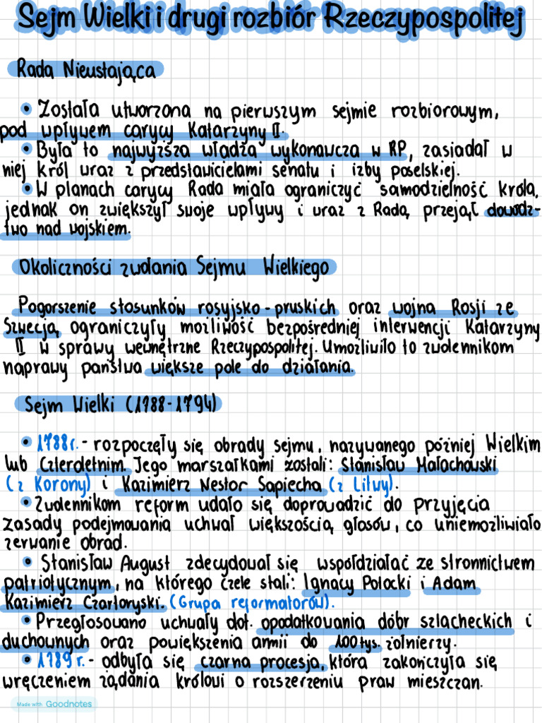 Sejm Wielki I Drugi Rozbiór Rzeczypospolitej | PDF