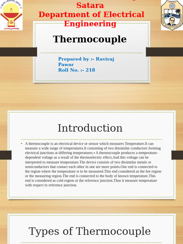EEM Ppt Thermocouple (Roll No.218)_RAVIRAJ | PDF | Thermocouple | Mechanical Engineering