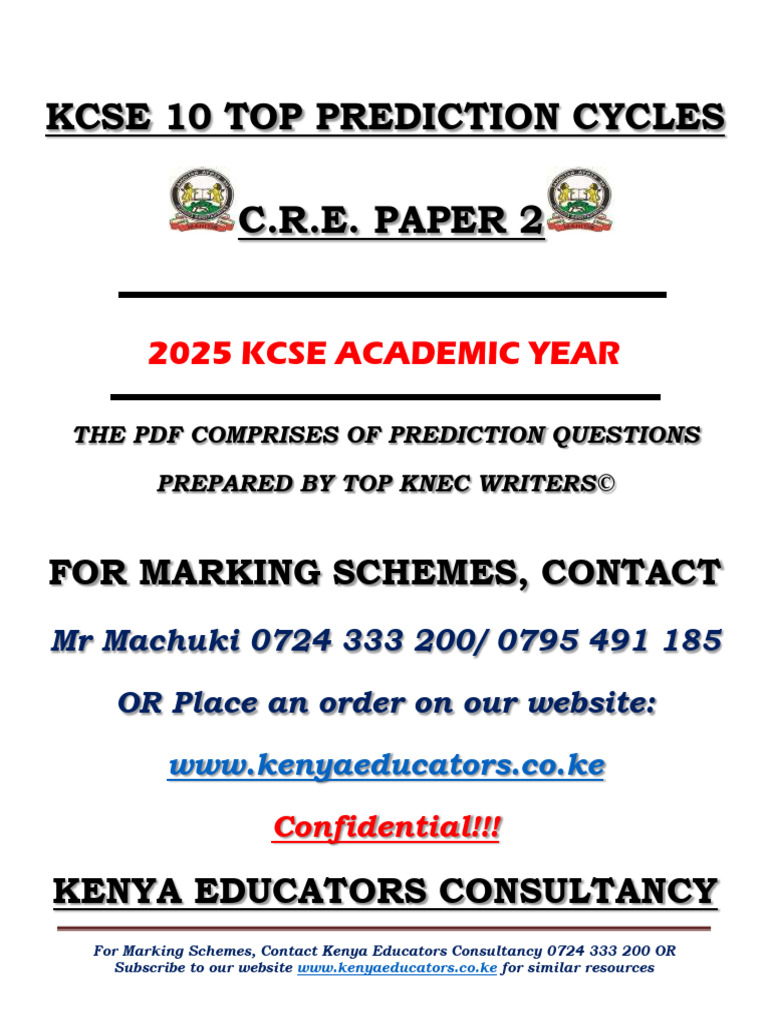 Cre Pp2 Kcse 2025 Top Prediction Cycles | PDF | Jesus | John The Baptist