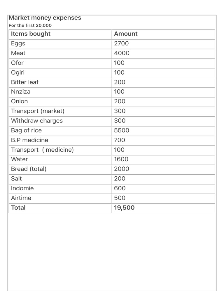 Market Expense Breakdown: $19,500 Total | PDF