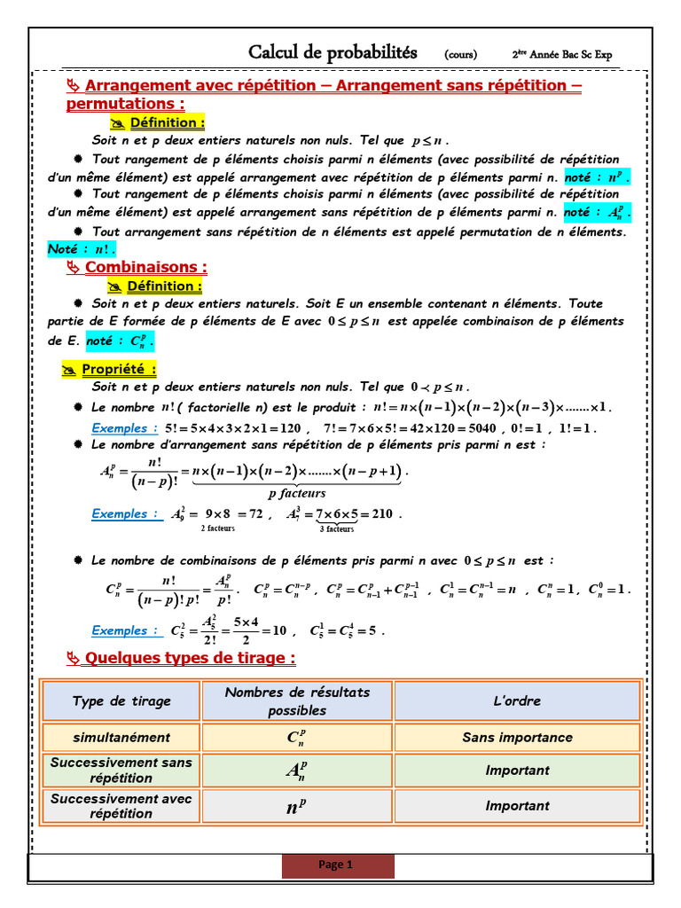 Cours de Probabilités 2ème Bac | PDF | Théorie des probabilités | Hasard