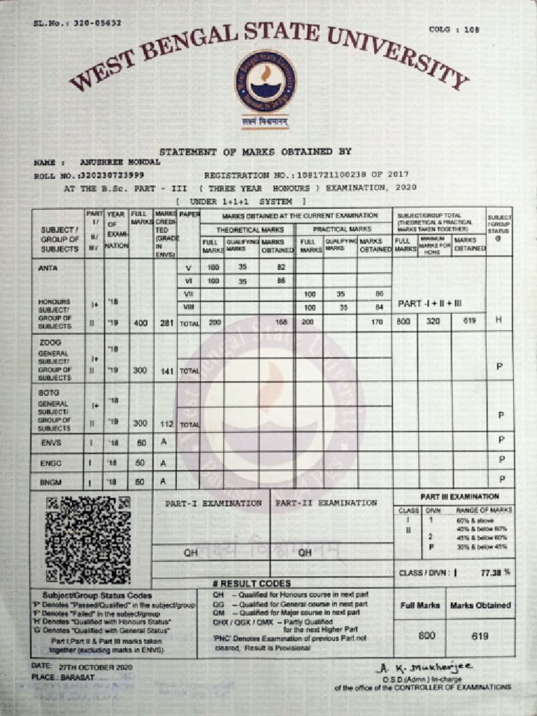 West Bengal Marsheet Ba - Ma.mcom - Bed Ets | PDF | Educational Stages | Student Assessment And ...