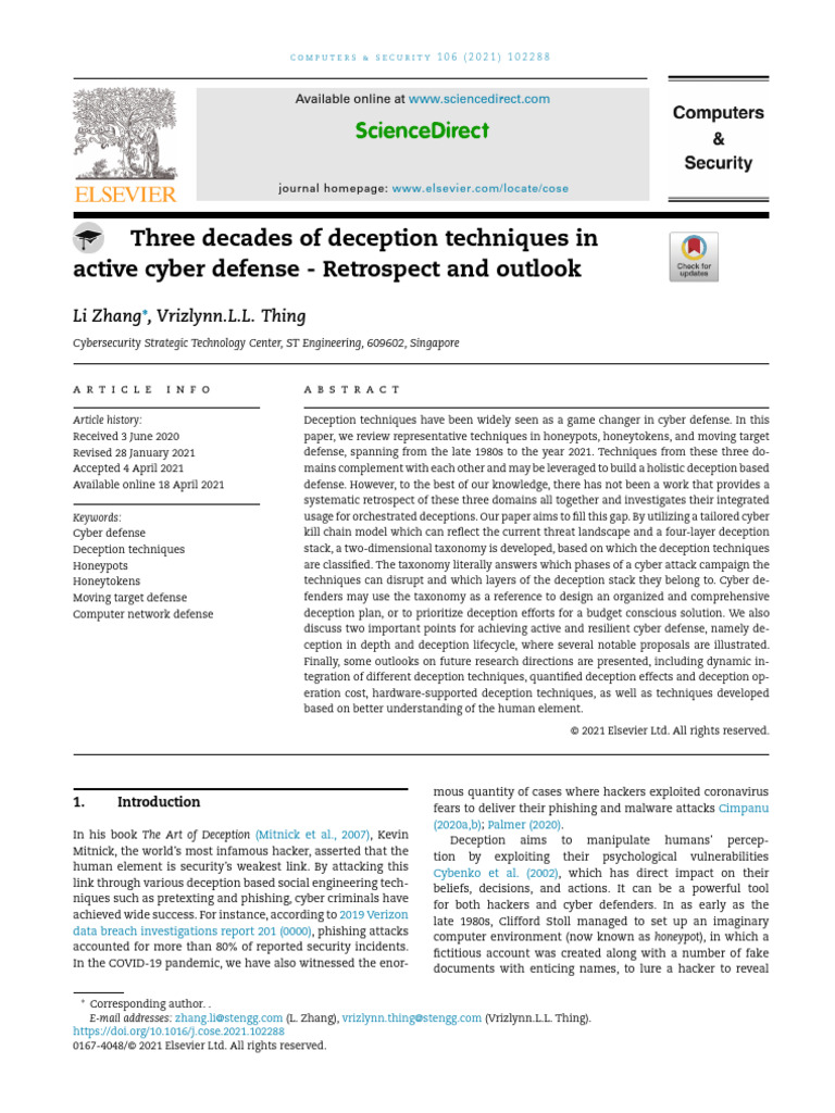 Deception Techniques in Cyber Defense | PDF | Computer Security | Security