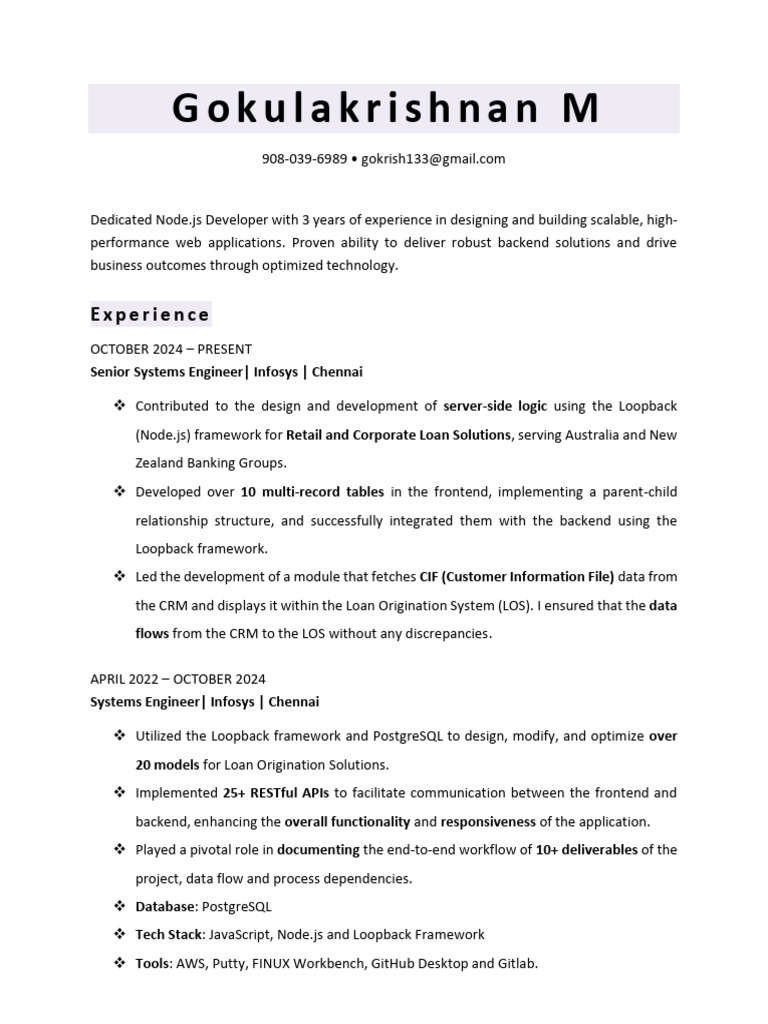 Gokulakrishnan Nodejs Developer | PDF | Systems Architecture | Computer Programming