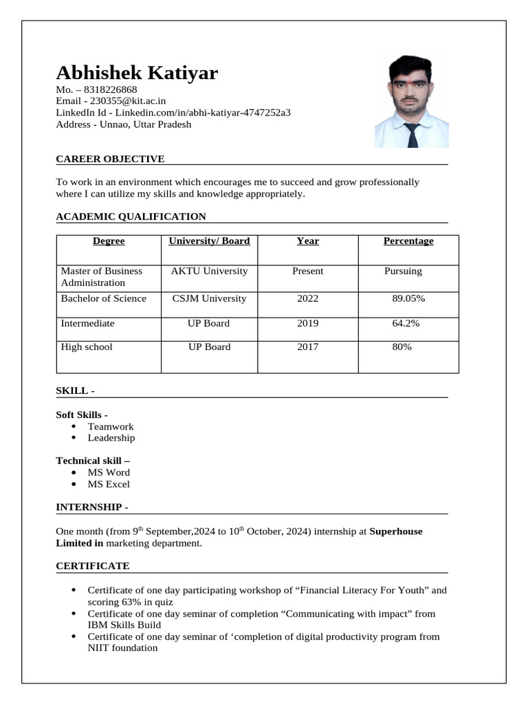Abhishek - Katiyar Resume | PDF