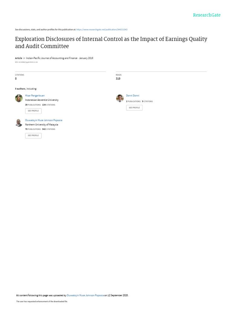 ID3 1ExplorationDisclosuresofInternalControl | PDF | Internal Control ...