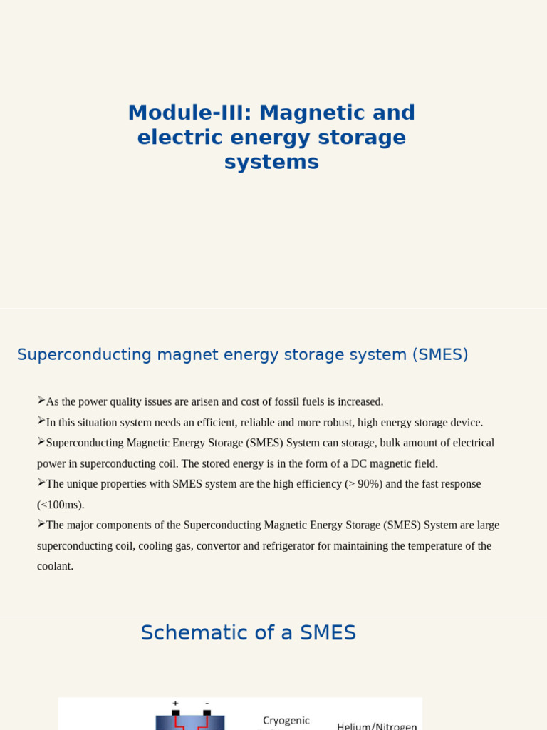 Module 3 - Magnetic and Elecrtic Energy Storage System | PDF | Energy ...