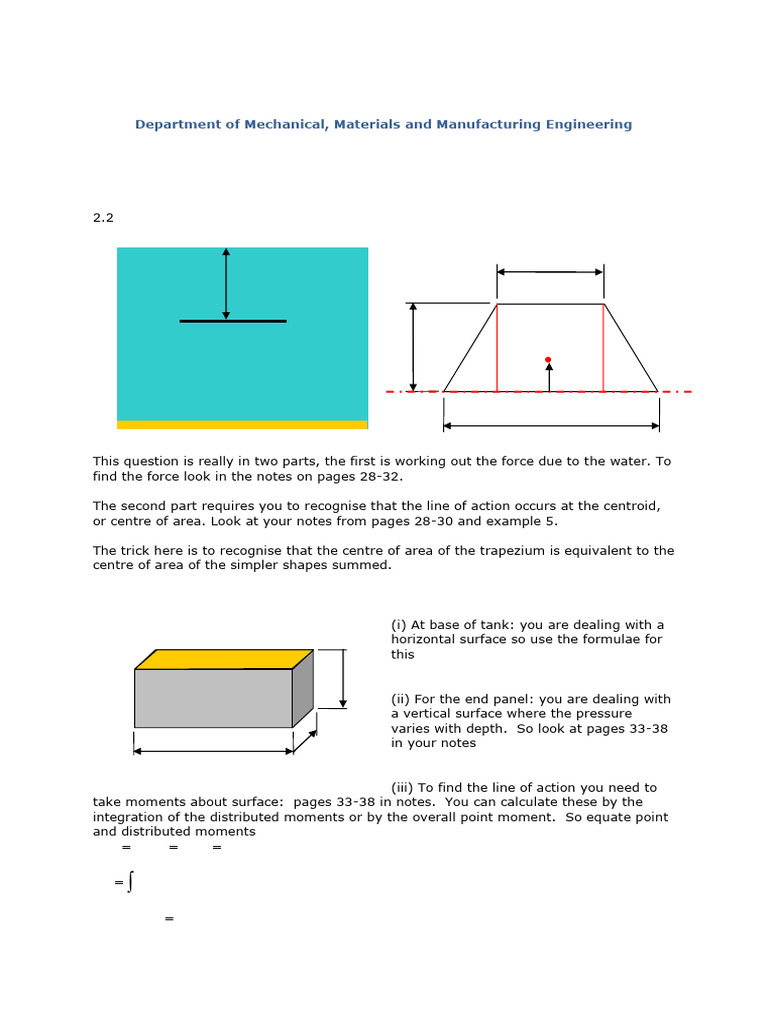 Hints For Exercise Sheet 2 | PDF | Pressure | Area