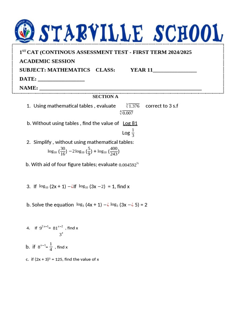 Yr 11 Maths Cat 1 Theory | PDF