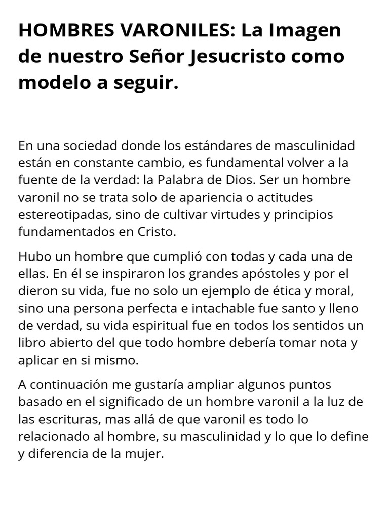HOMBRES VARONILES La Imagen de Nuestro Señor Jesucristo Como Modelo A ...