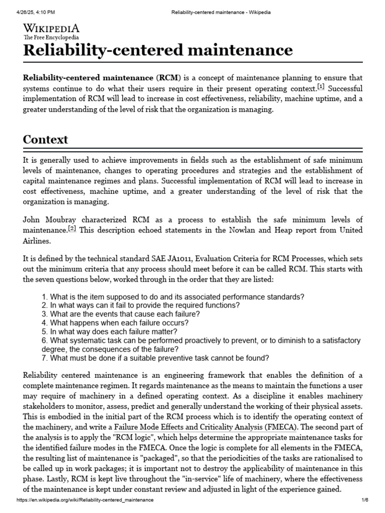 Reliability-Centered Maintenance | PDF | Systems Engineering | Systems ...