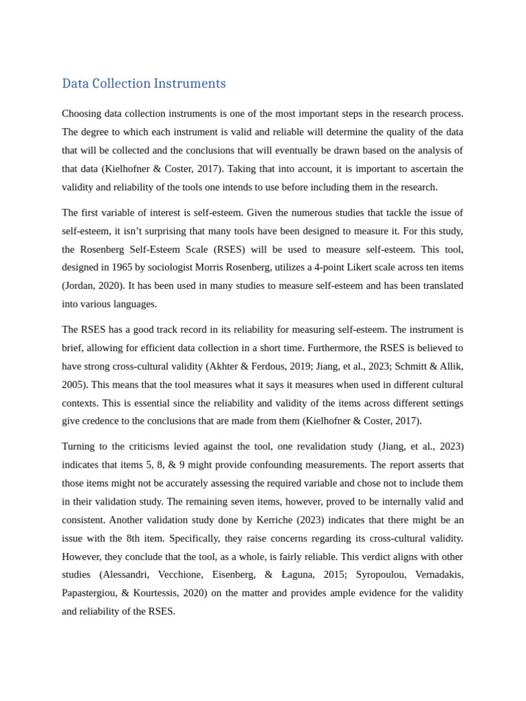 Data Collection Instruments | PDF | Validity (Statistics) | Psychological Resilience