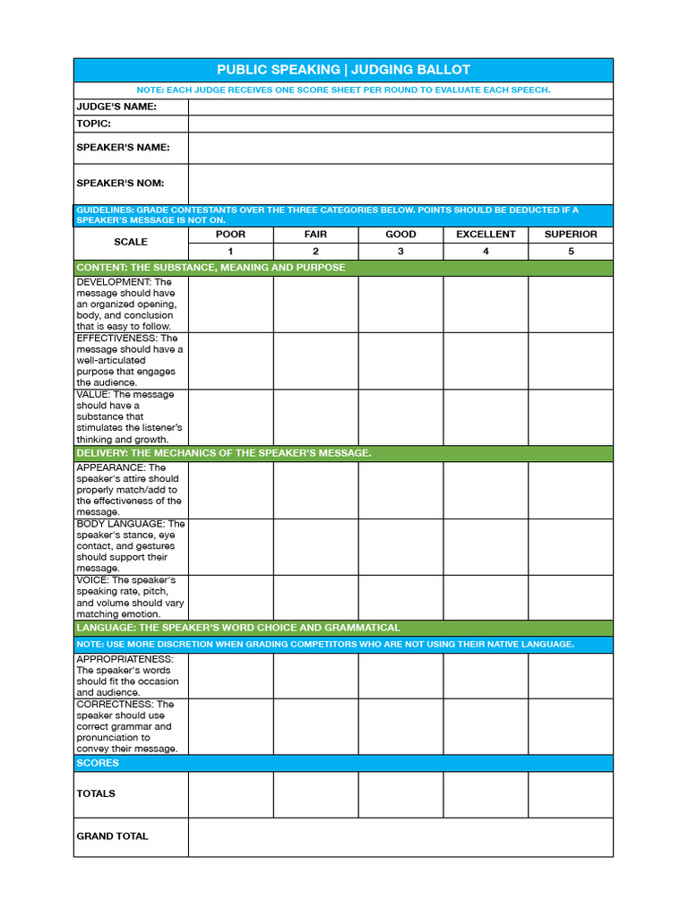 Sample-Public-Speaking-Judging-Ballot.xlsx-Google-Sheets | PDF