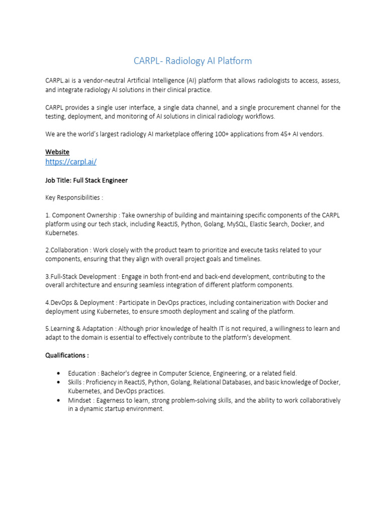 CARPL - JD - Full Stack Developer | PDF