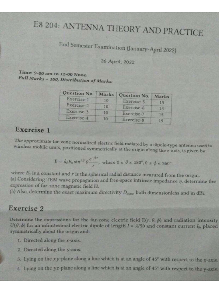 Antenna Theory Iisc Pyq Sol | PDF