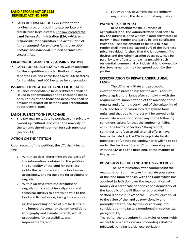 Ge 2 Reviewer | PDF | Agriculture | Eminent Domain