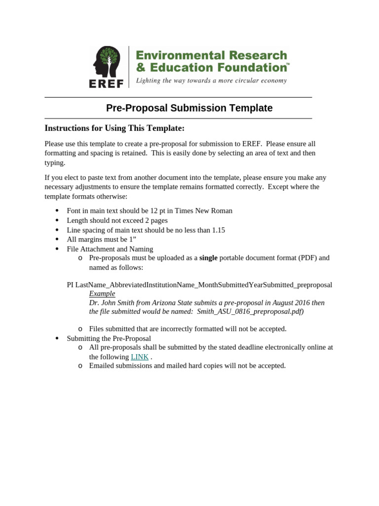 EREF Pre-Proposal Template-2023 | PDF