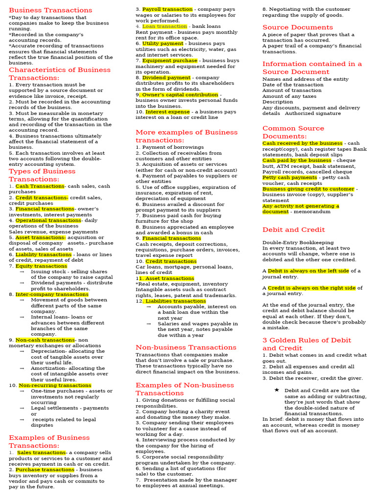 Accounting Business Transactions | PDF | Debits And Credits | Payments