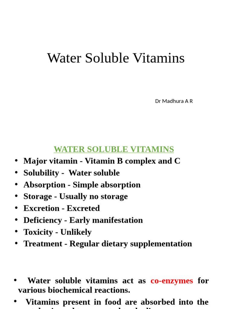 Water Soluble Vitamins | PDF | Vitamin | Vitamin B12